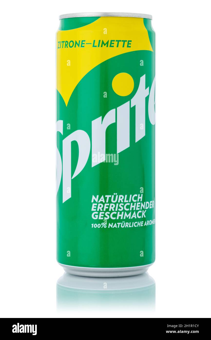 Stuttgart, Germany - January 11, 2021: Sprite lemon lemonade soft drink ...