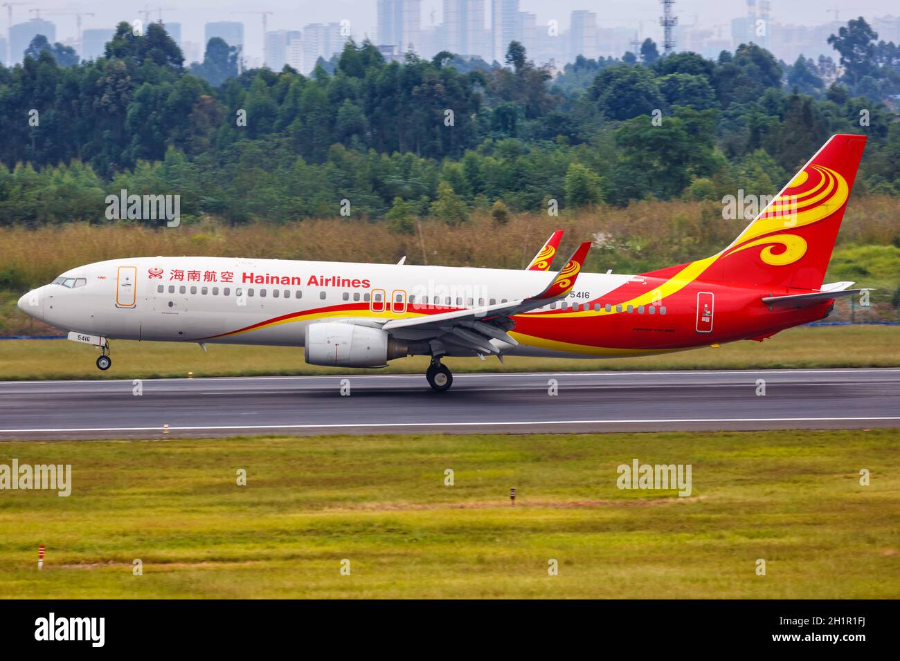 Chengdu, China - September 22, 2019: Hainan Airlines Boeing 737-800 ...