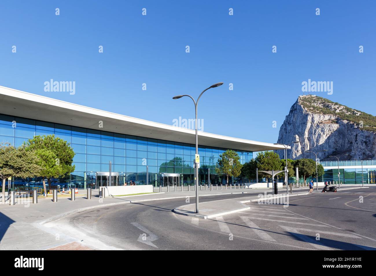 Gibraltar - July 30, 2018: Terminal with the Rock at Gibraltar Airport ...
