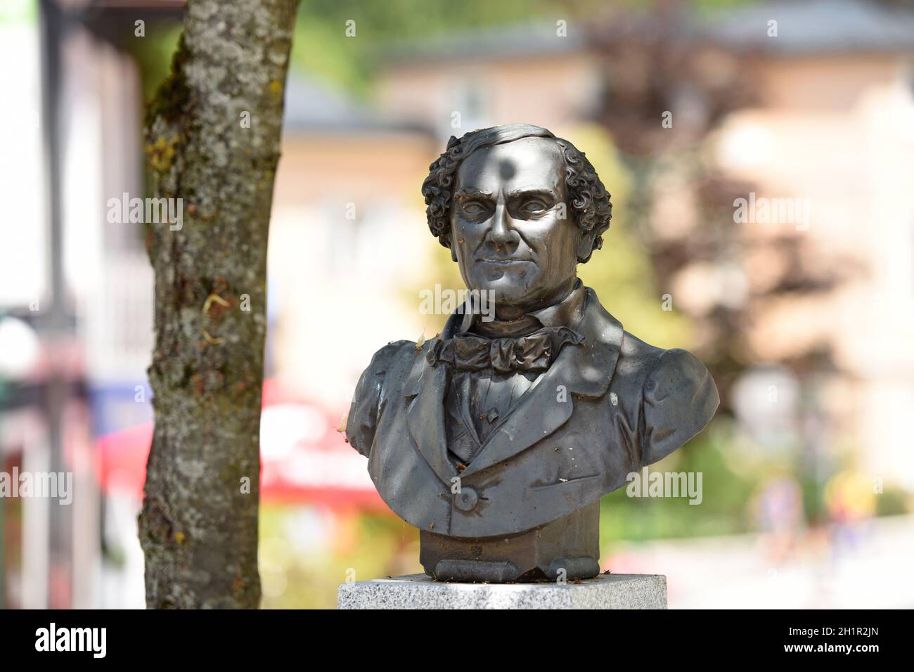 Büste von Johann Nestroy in Bad Ischl, Salzkammergut, Oberösterreich ...