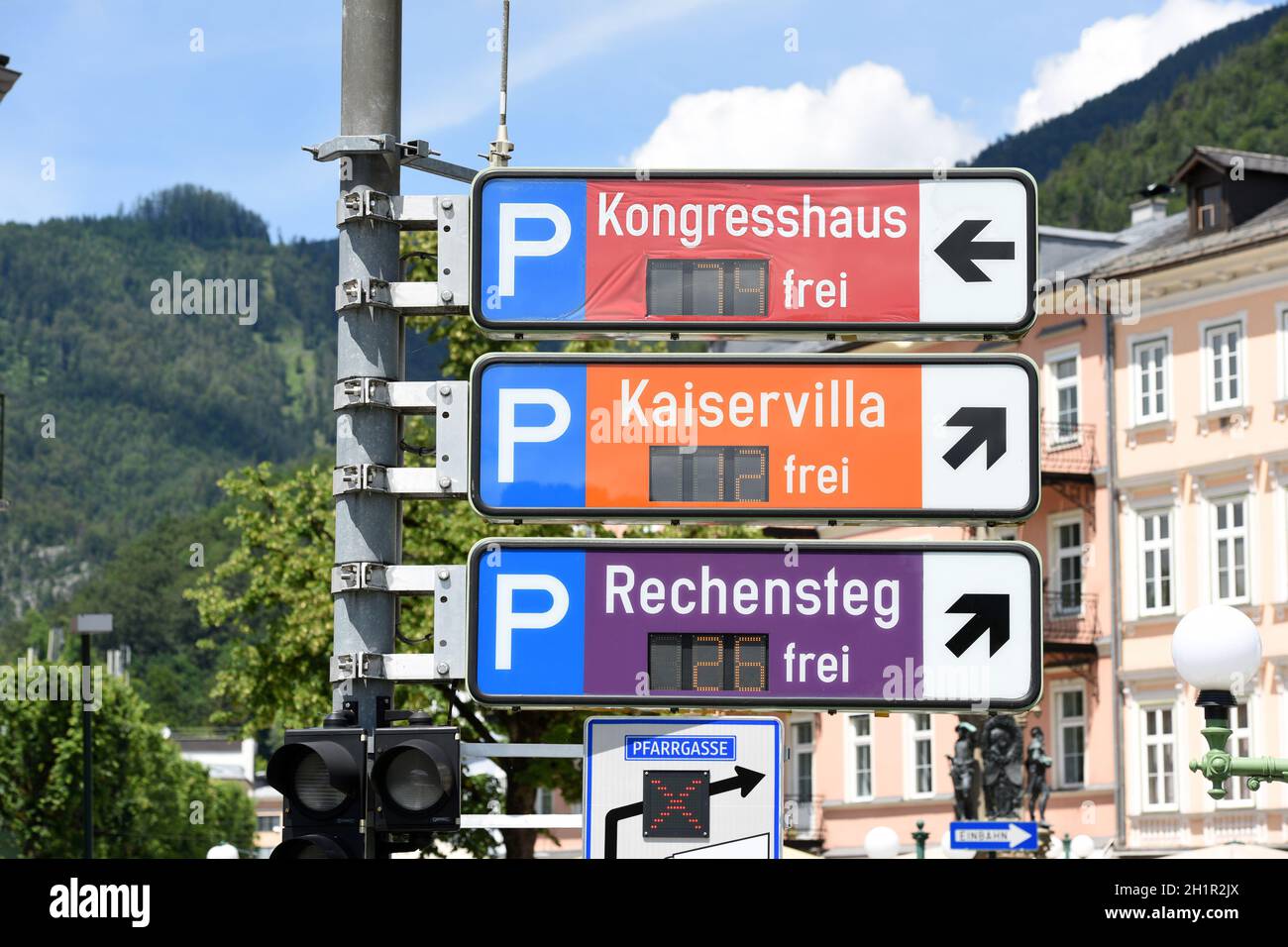 Stadtplan von Bad Ischl mit Touristen, Salzkammergut, Oberösterreich ...