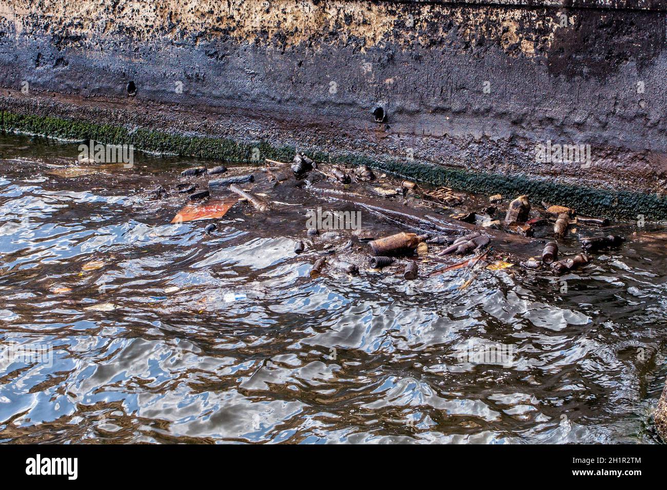 Contamination of bays by human waste, damaging the environment Stock ...