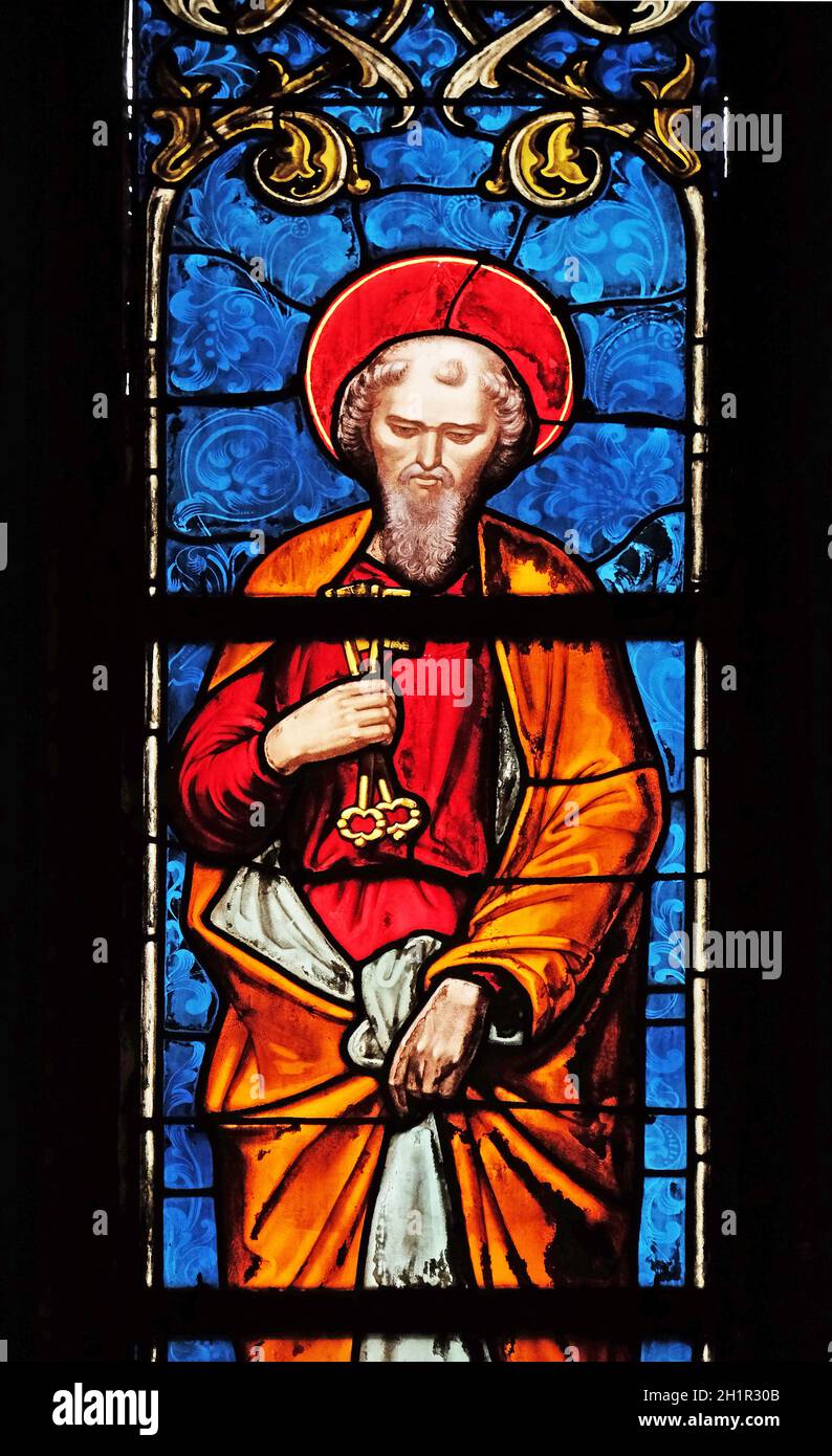 Saint Peter, stained glass window from Saint Germain-l'Auxerrois church ...