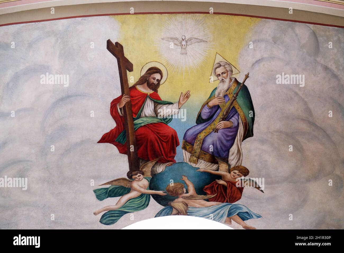 Holy Trinity, fresco in the church of Saint Matthew in Stitar, Croatia ...
