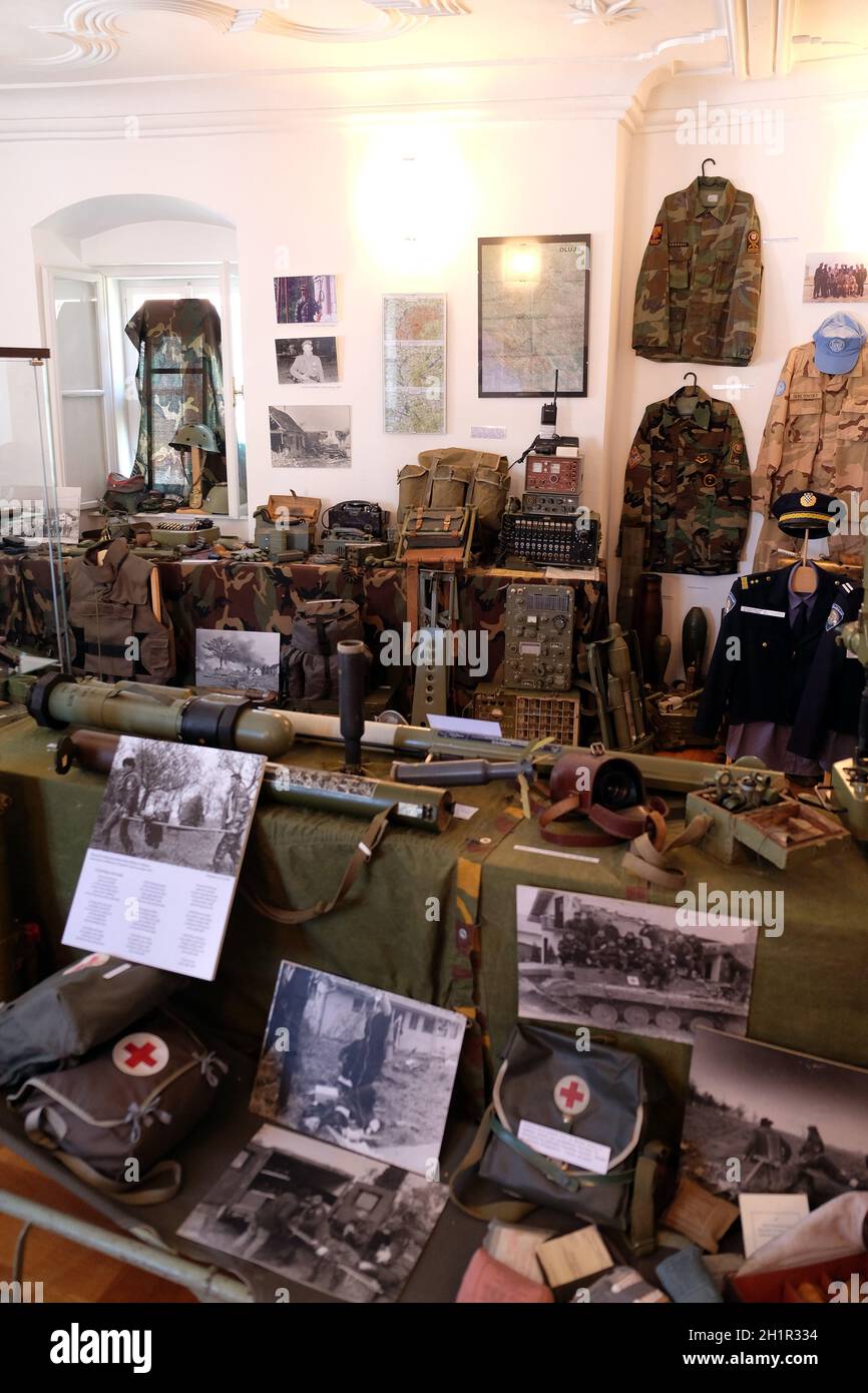 The collection of weapons and equipment used during the war for ...