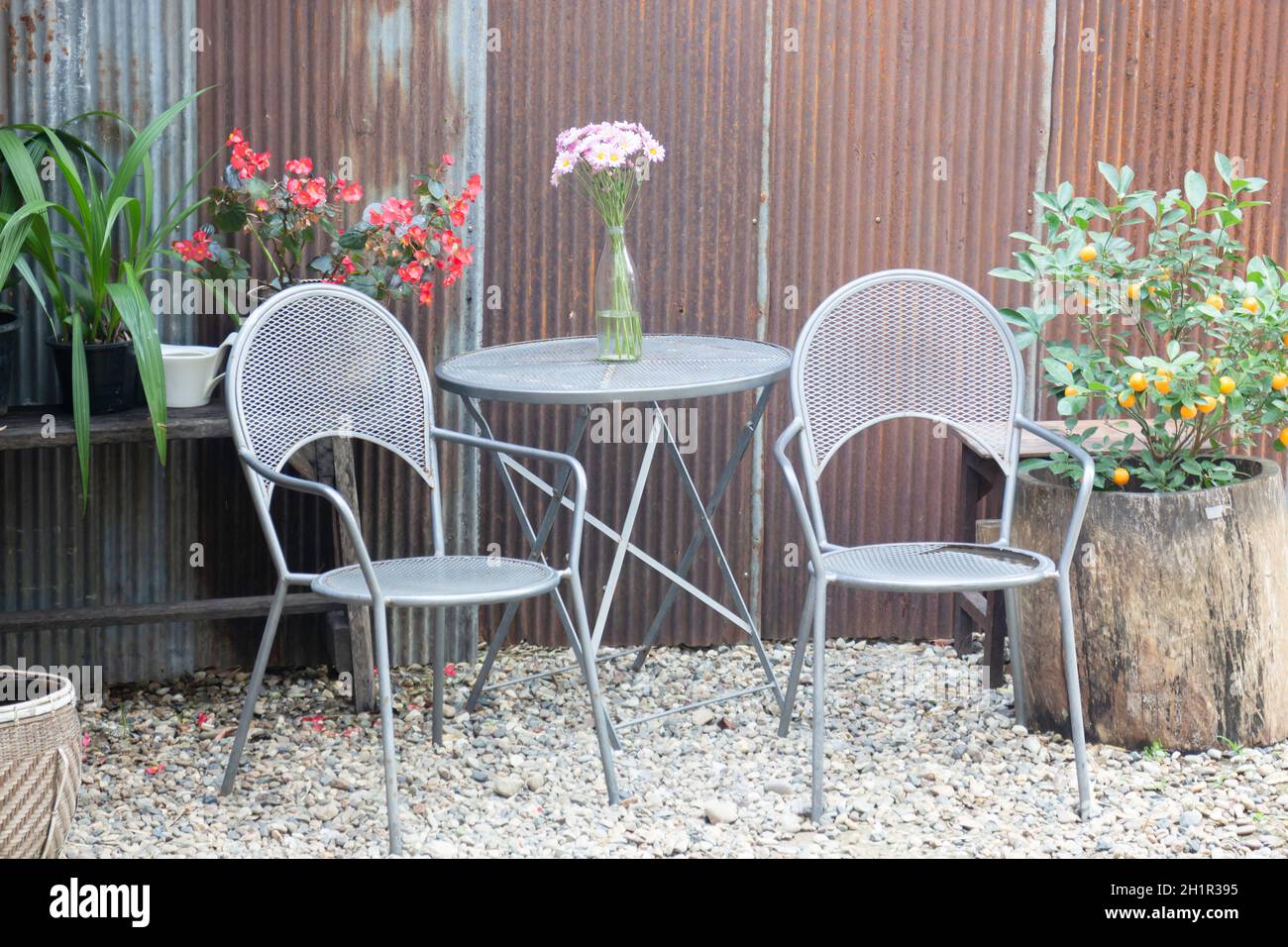 Simple resort furniture seat setting arrangement, stock photo Stock ...