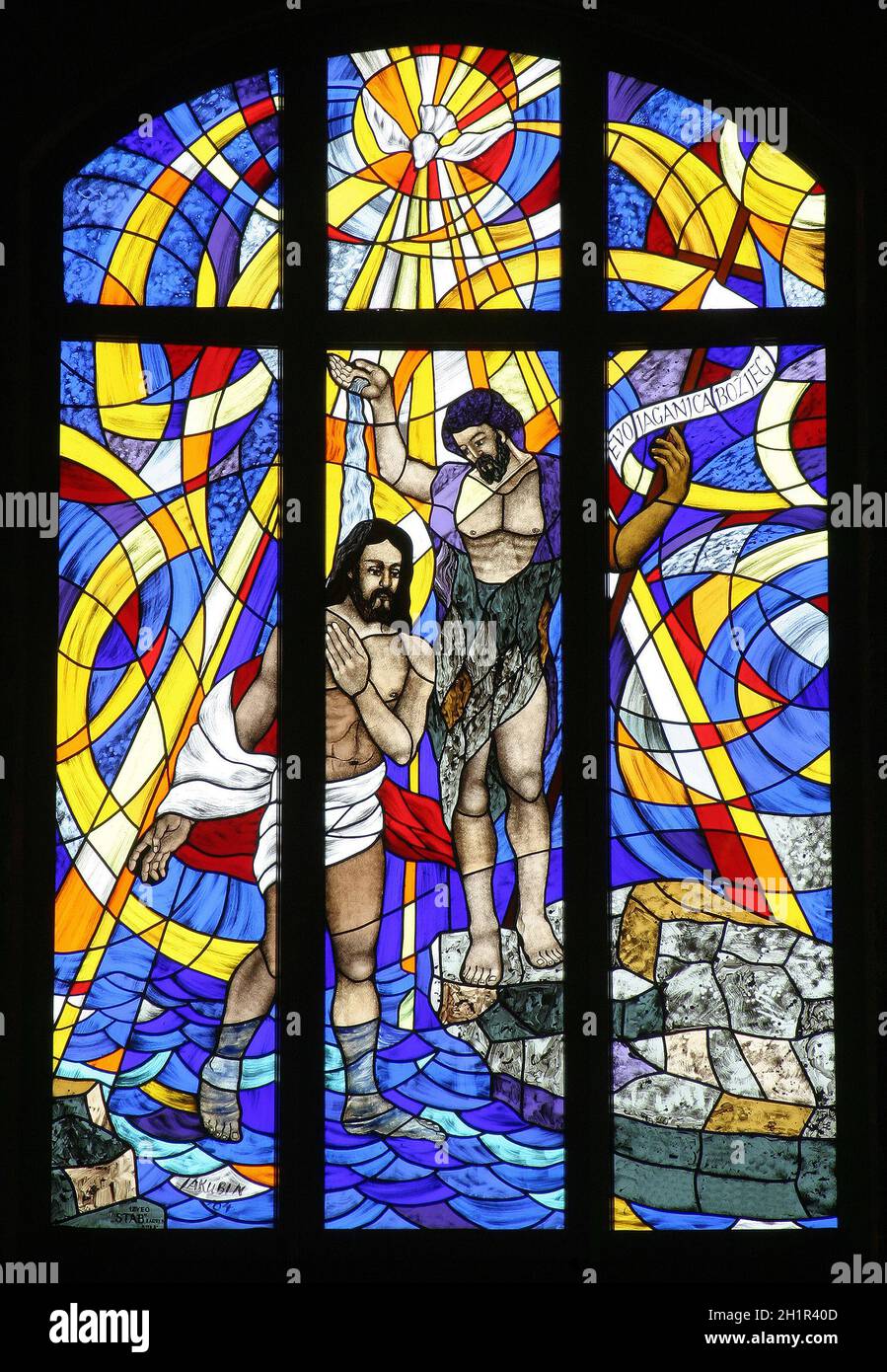 Baptism of the Lord, Stained glass Stock Photo - Alamy