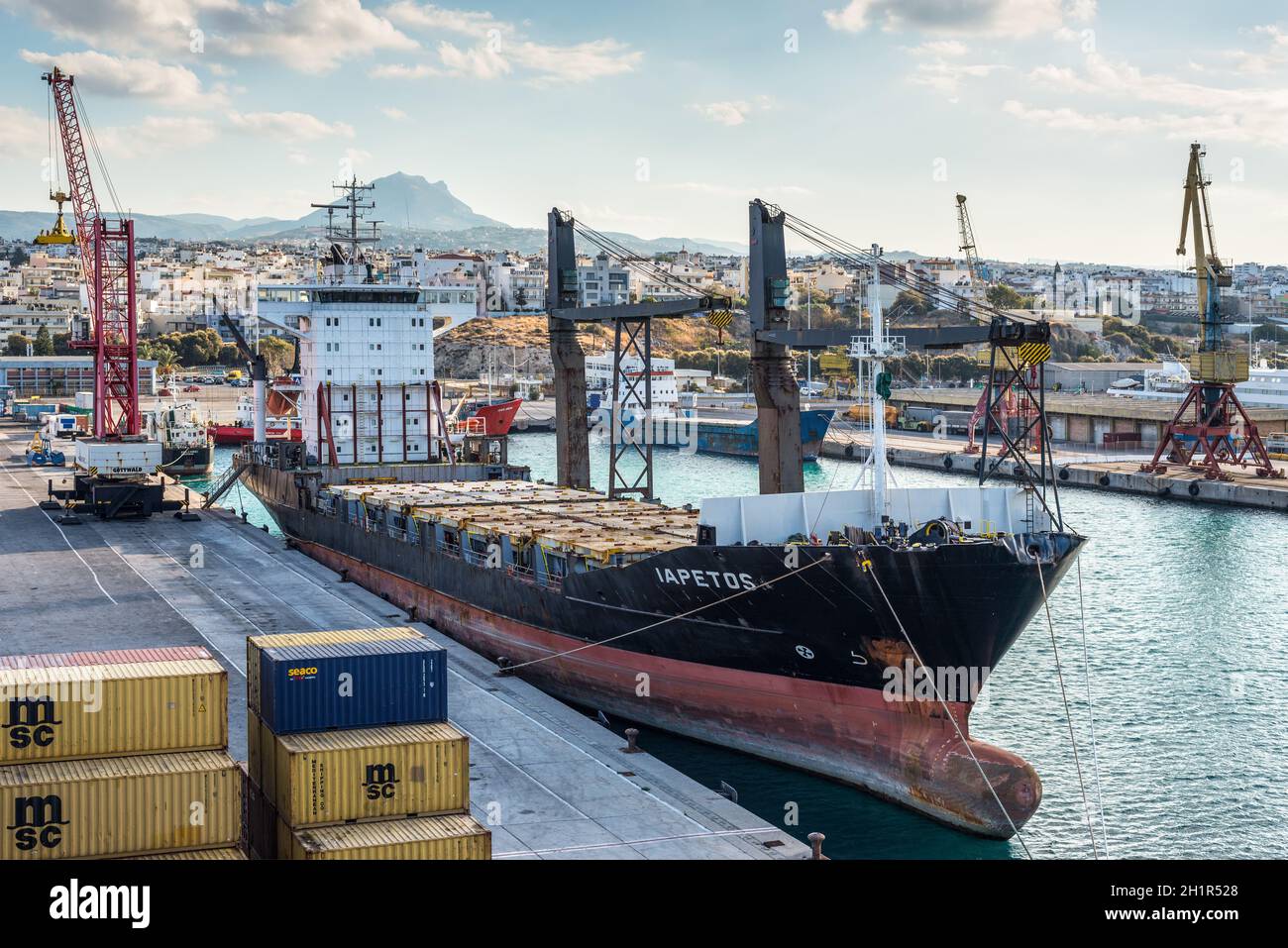 Heraklion, Greece - November 2, 2017: Container ship Iapetos awaiting ...