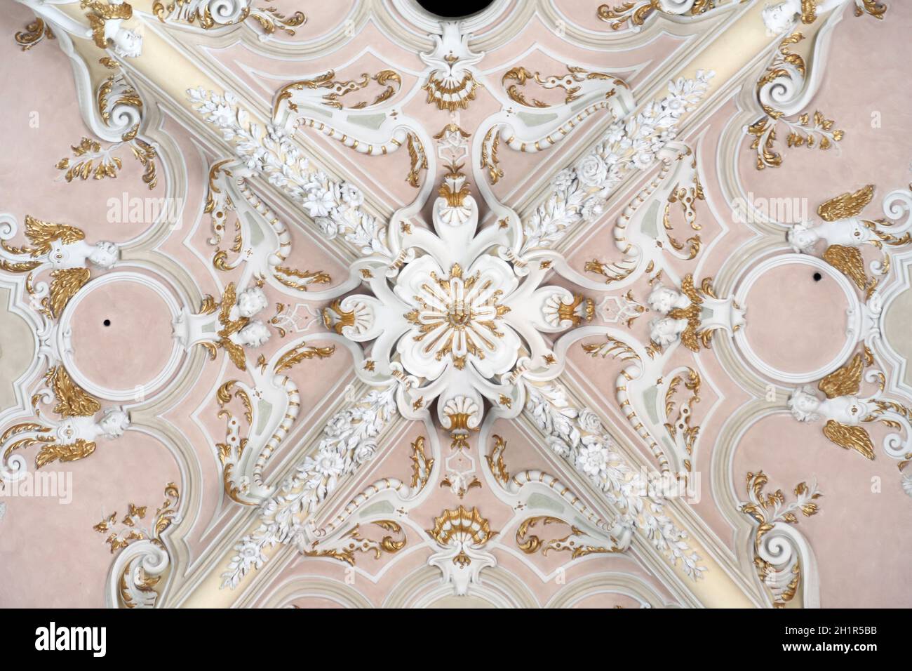The stucco on the ceiling of Basilica of St. Vitus in Ellwangen ...