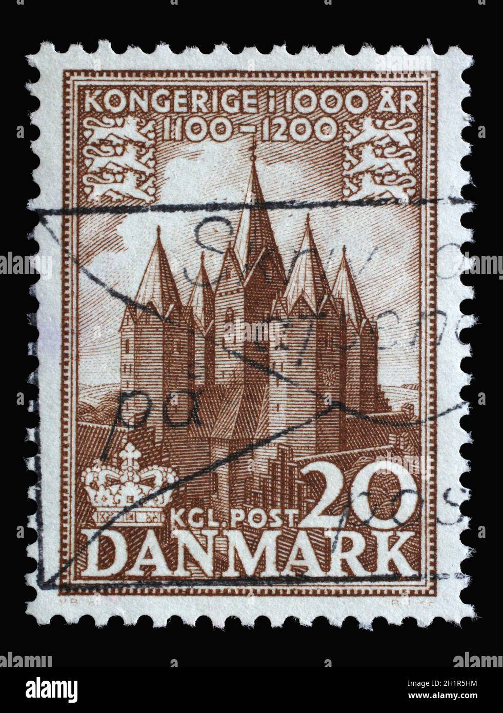 Stamp printed in Denmark shows Church of Kalundborg, Series 1000 years ...