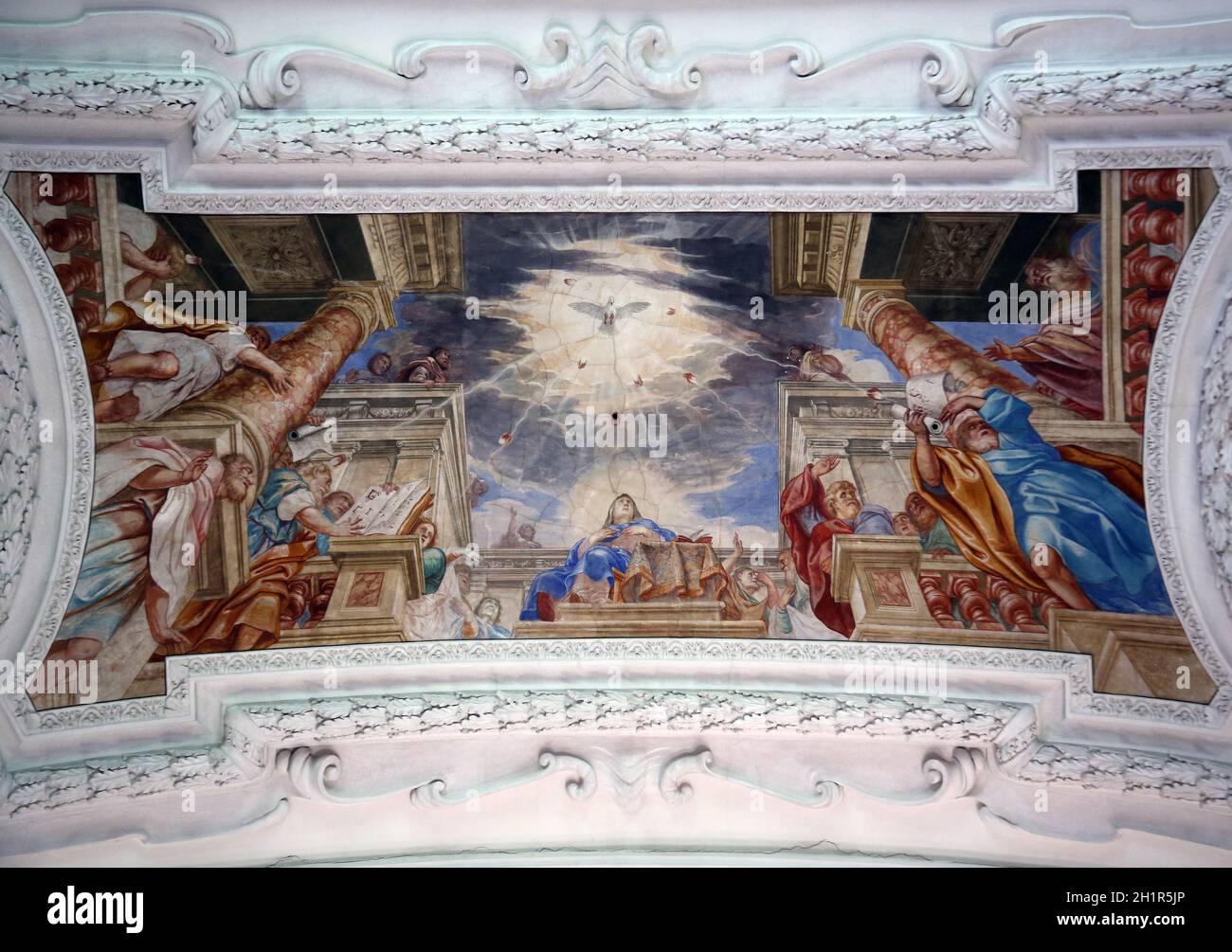 Pentecost, beautiful religious fresco in Benediktbeuern, Germany Stock ...
