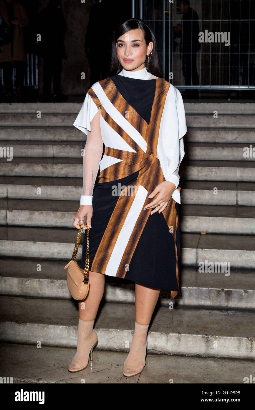 Paris, France. October 18, 2021, Camelia Jordana attends Burberry x ...