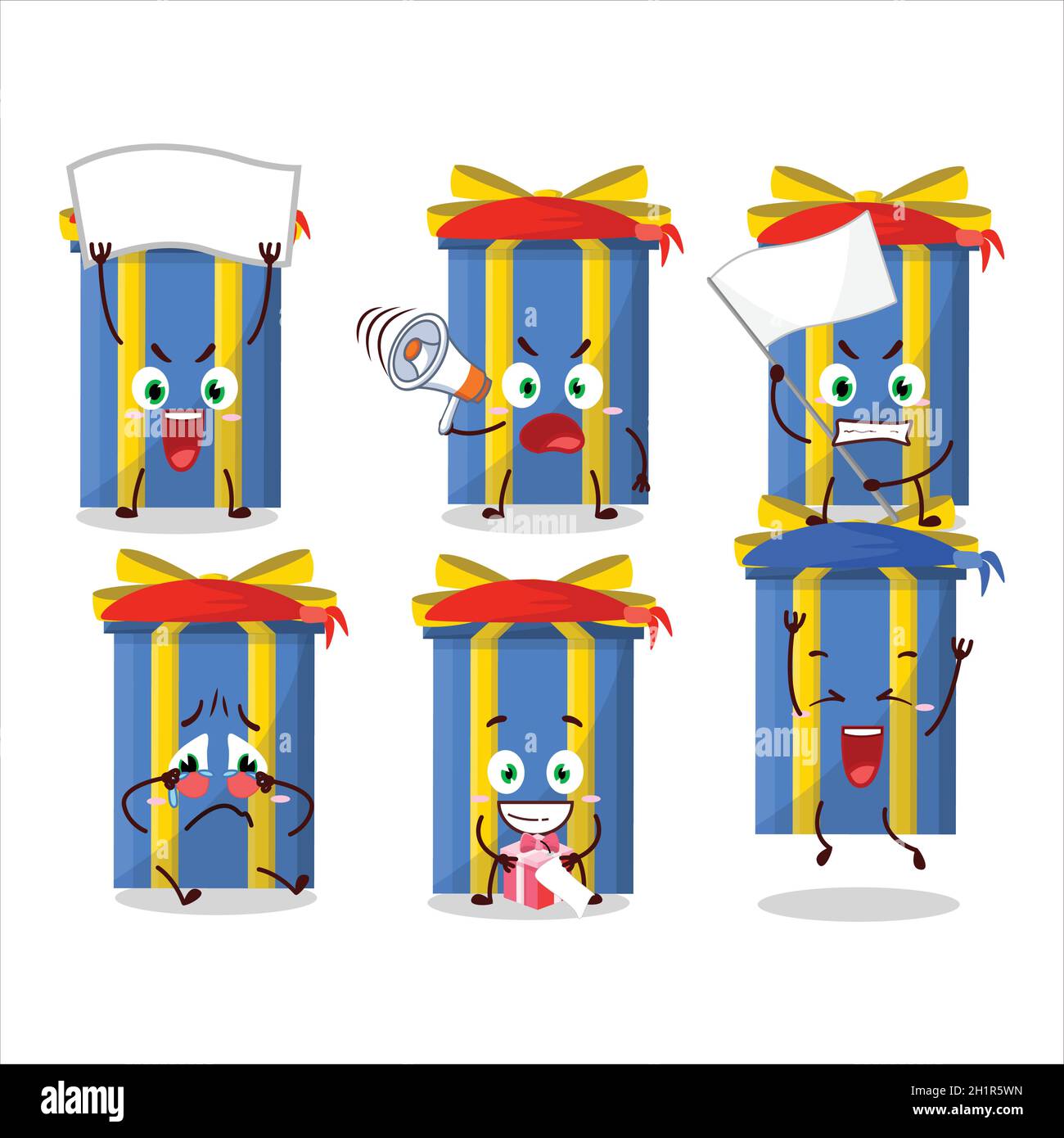 Mascot design style of blue long gift box character as an attractive ...