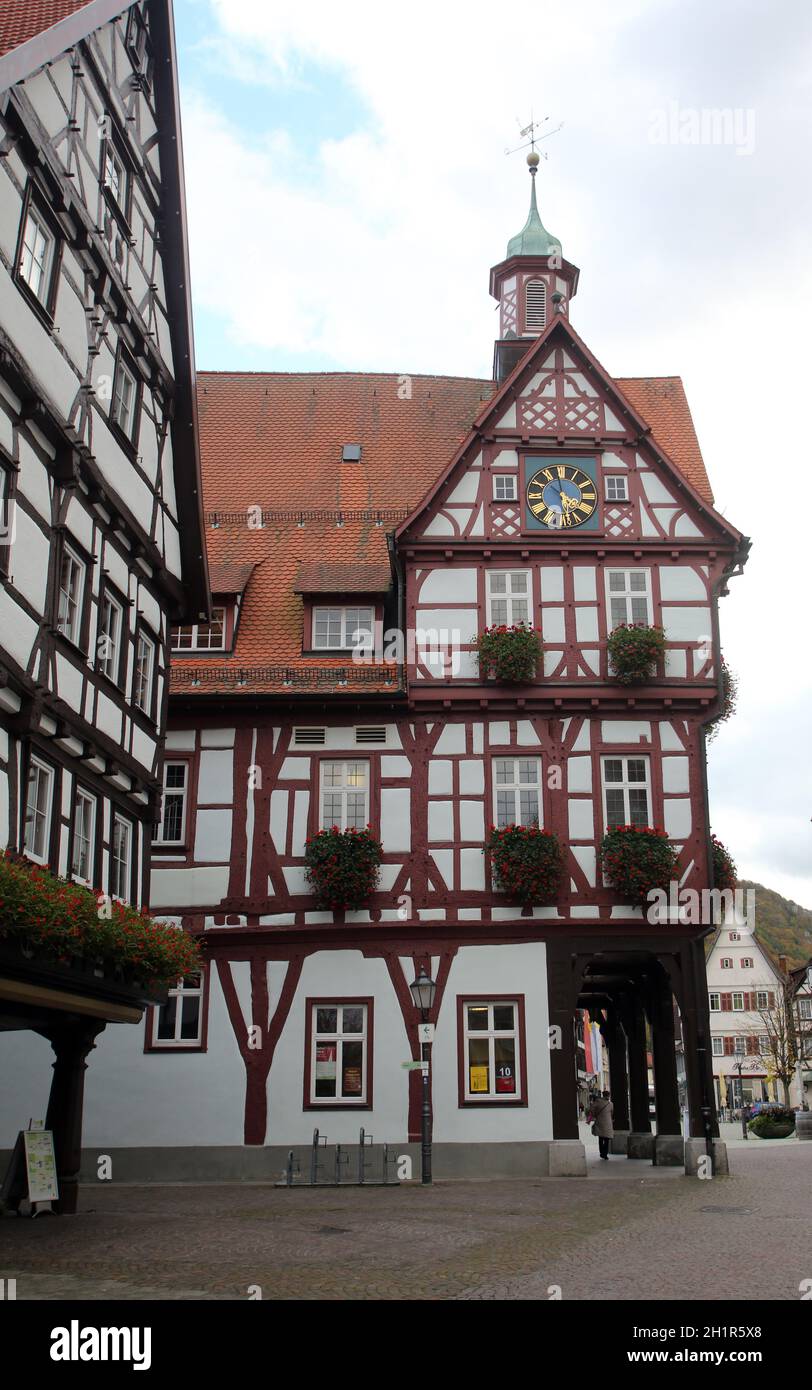 Rathouse on the Marktplatz square in Bad Urach, Germany Stock Photo - Alamy