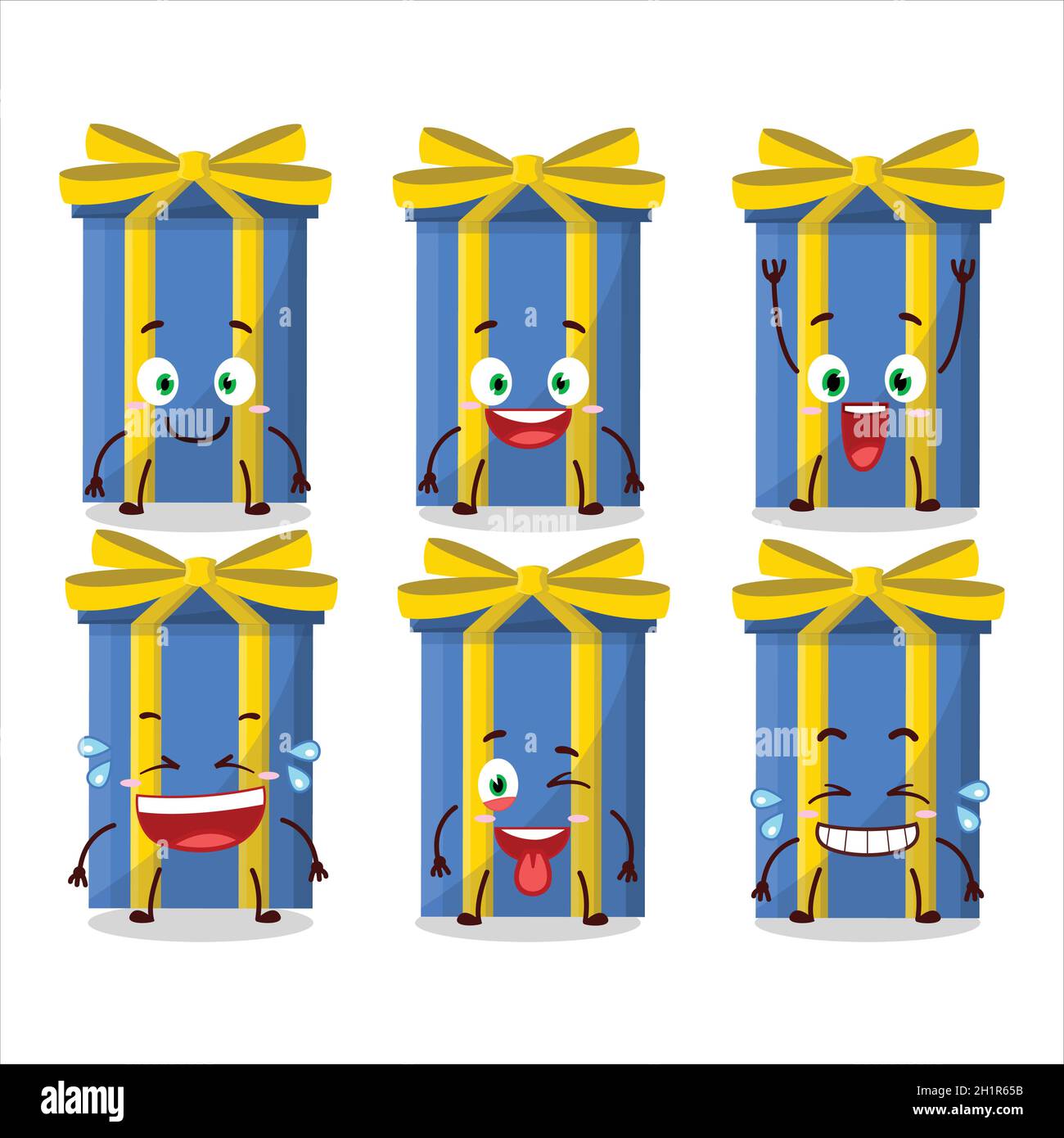 Cartoon character of blue long gift box with smile expression. Vector ...