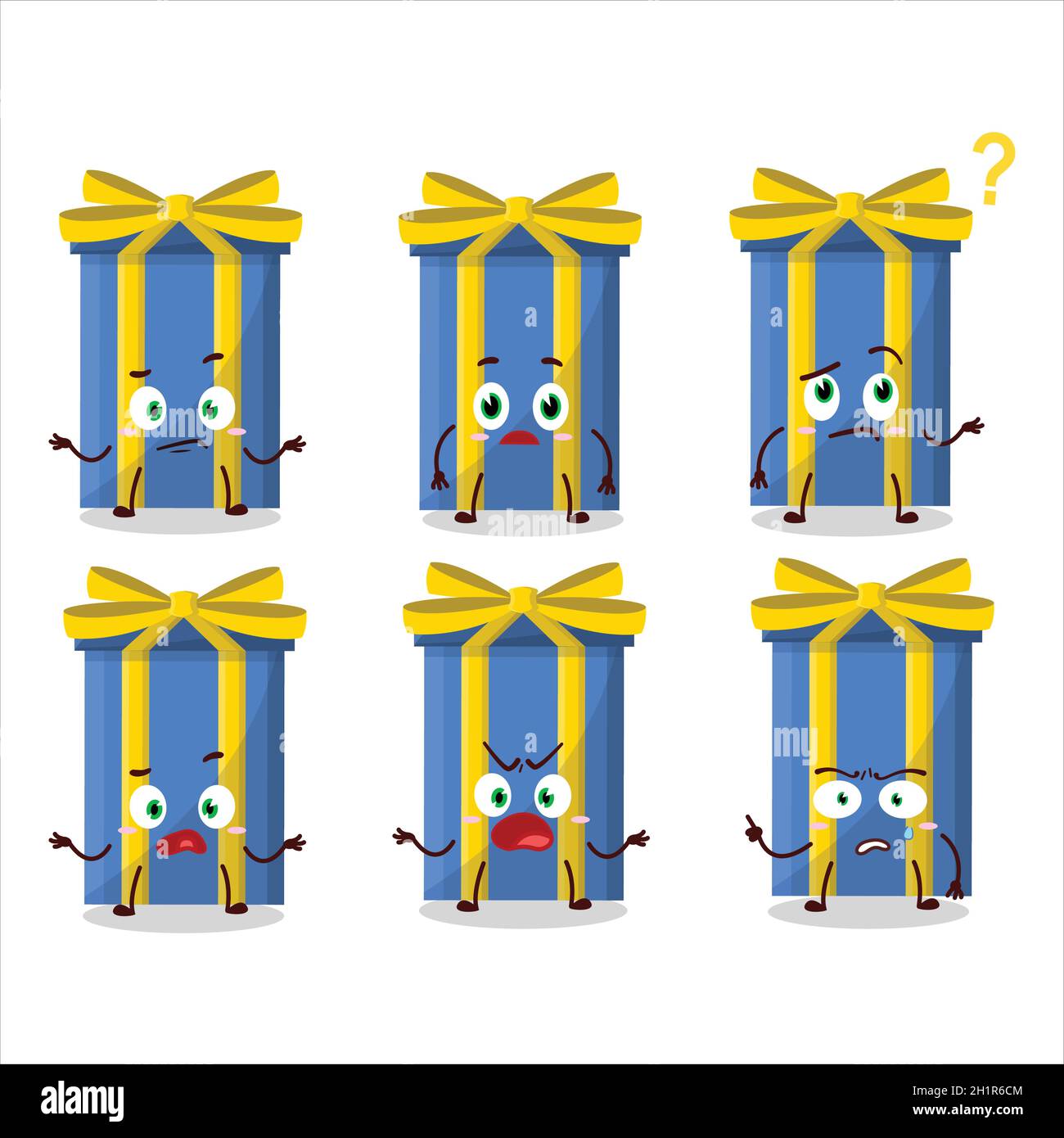 Cartoon character of blue long gift box with what expression. Vector ...