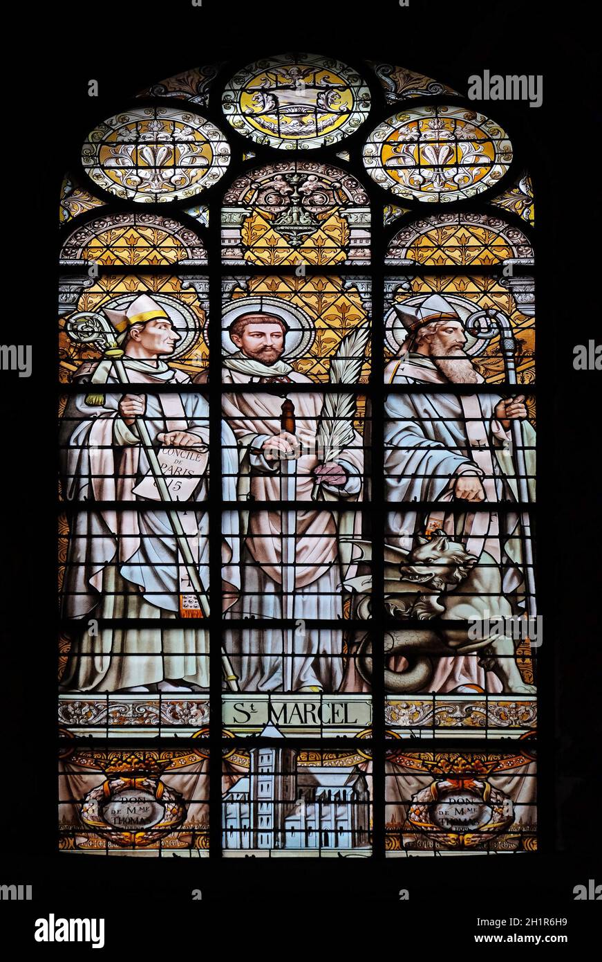 Saint Marcel, stained glass window in the Saint Augustine church in ...
