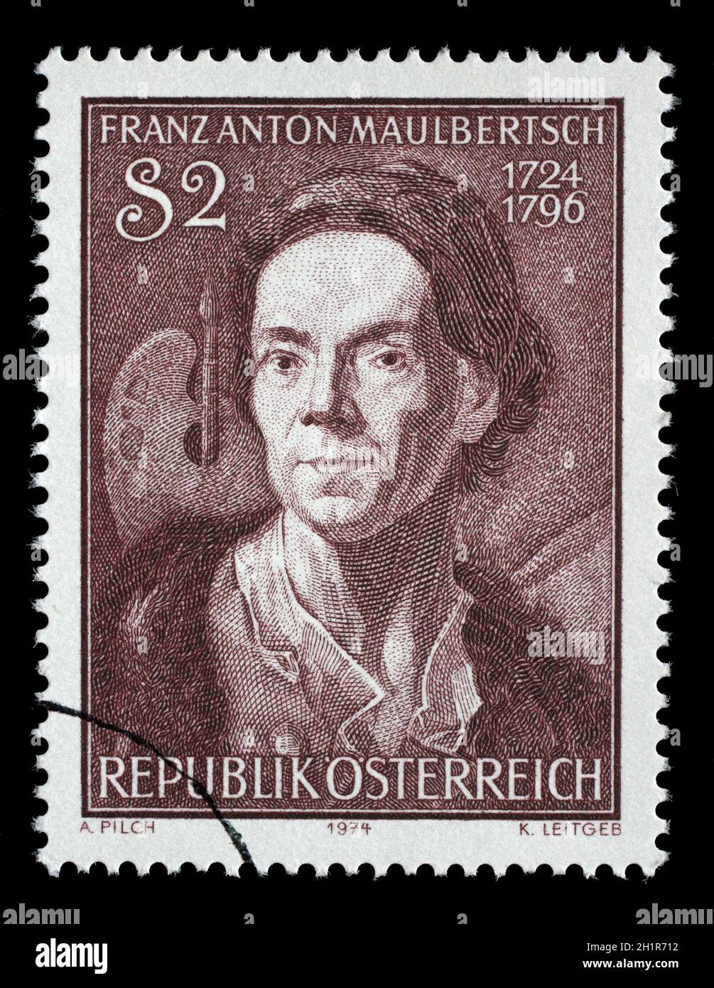 Stamp printed by Austria, shows Franz Anton Maulbertsch, Austrian ...