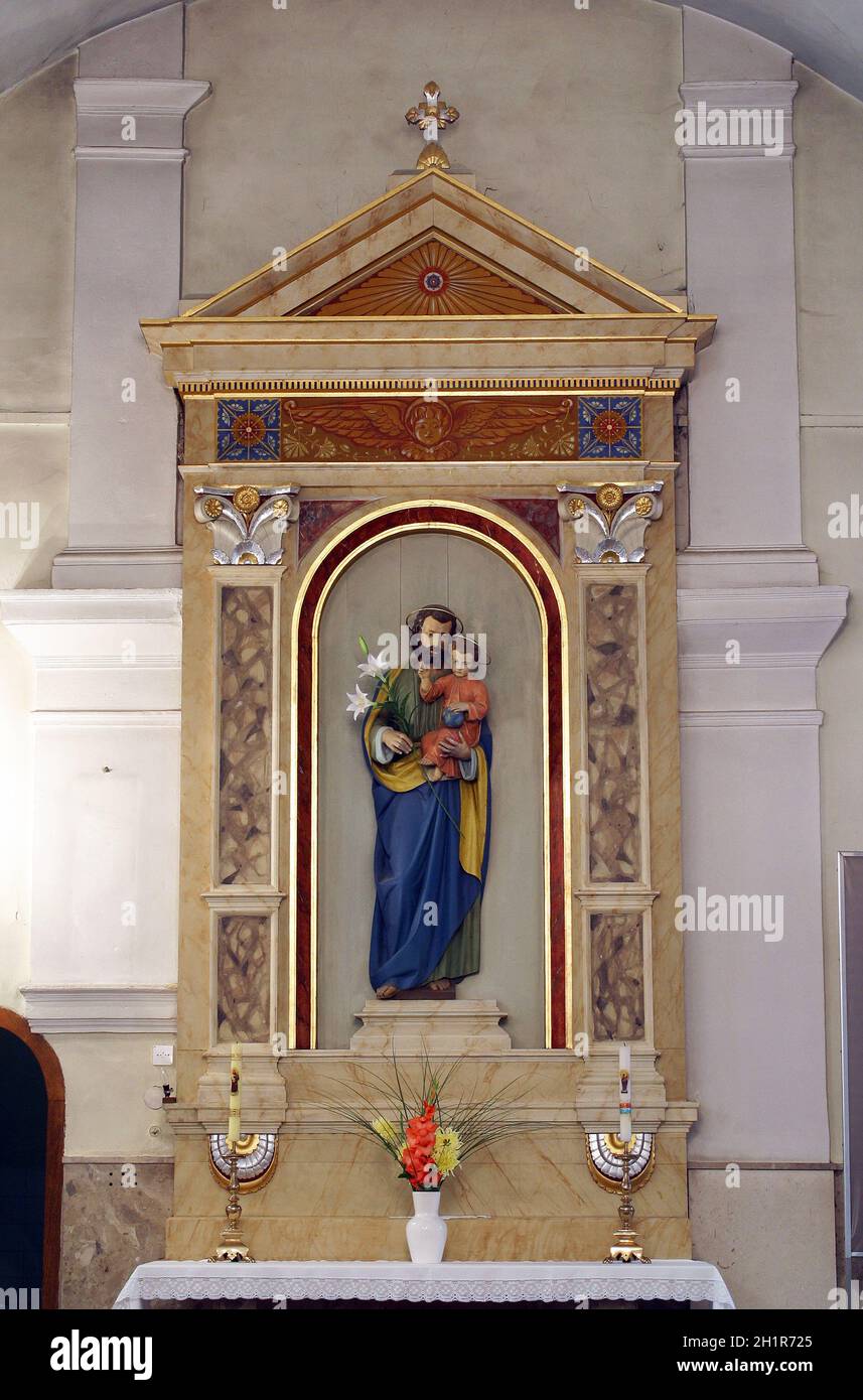 Saint Joseph altar at Holy Trinity Parish Church in Donja Stubica ...