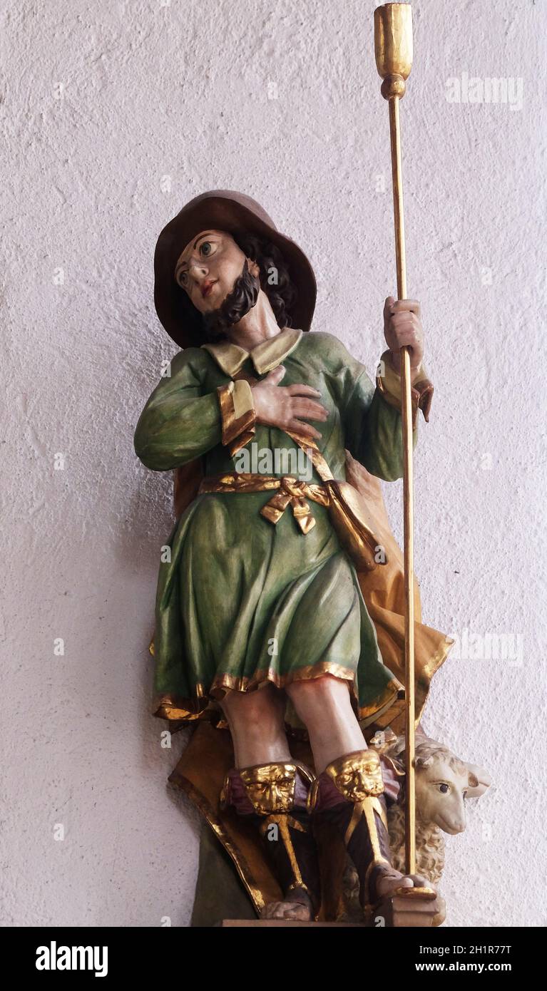 Statue of Saint in the Saint Lawrence church in Kleinostheim, Germany ...