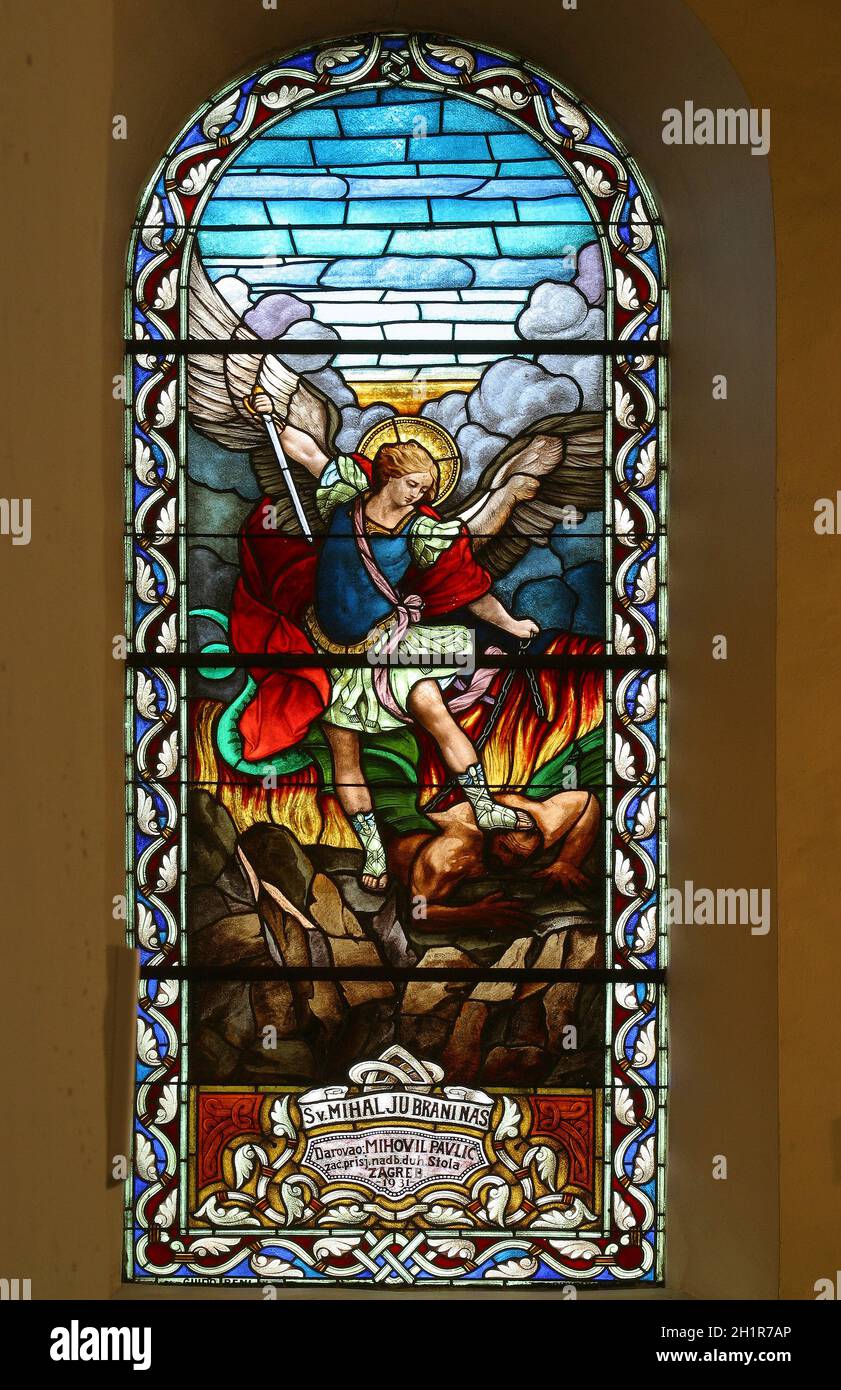 Saint Michael stained glass at Holy Trinity Parish Church in Donja ...