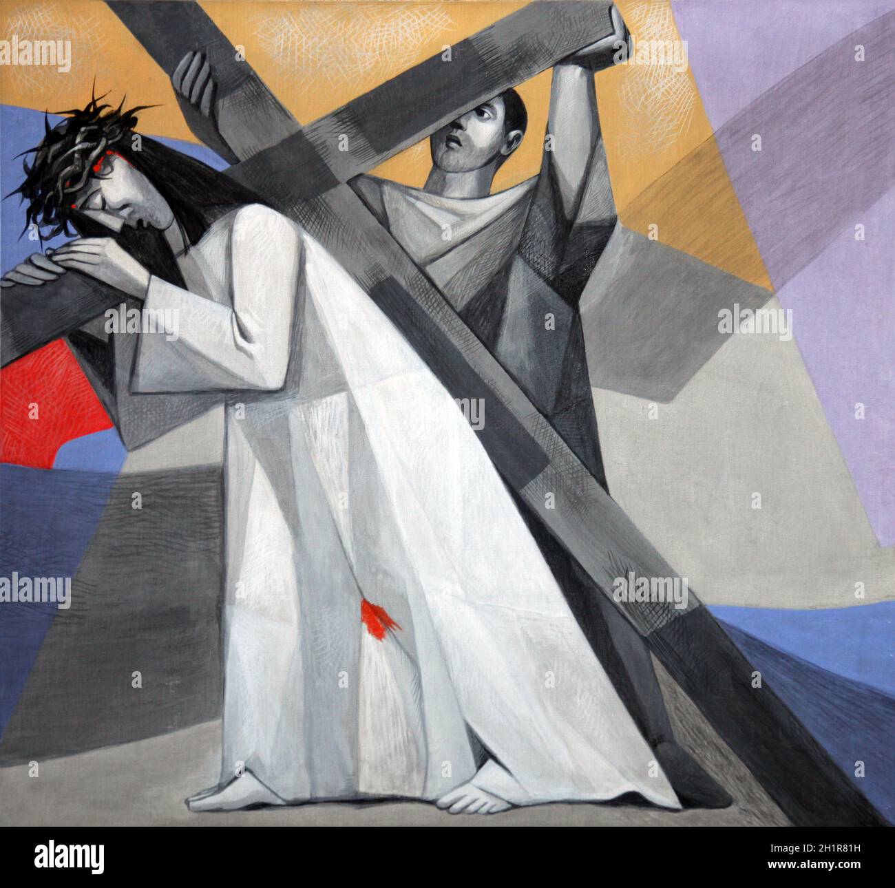 5th Stations of the Cross, Simon of Cyrene carries the cross, Church of the Holy Trinity in the ...