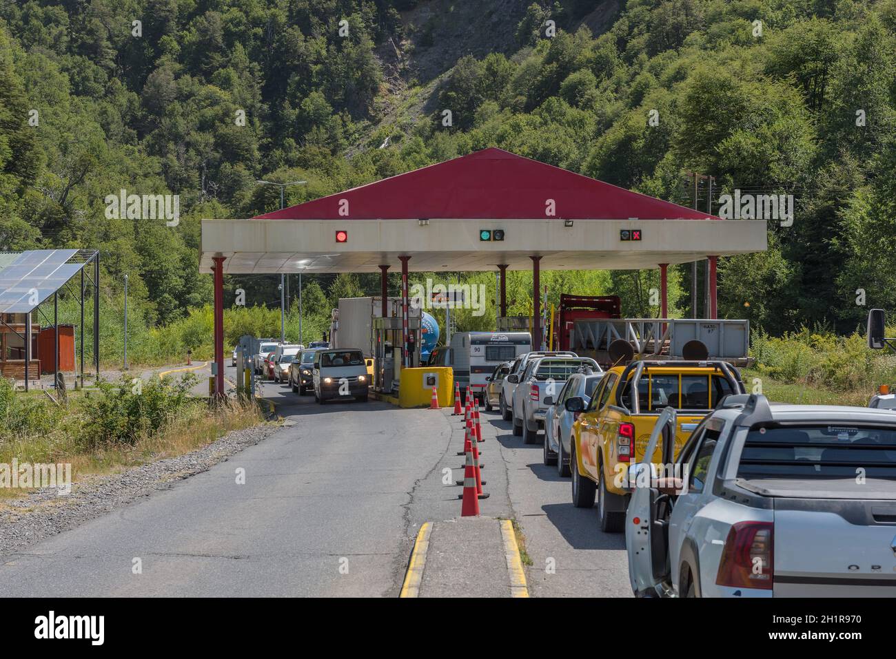 Argentina-Chile border crossing at west of Villa Pehuenia, Neuquen ...