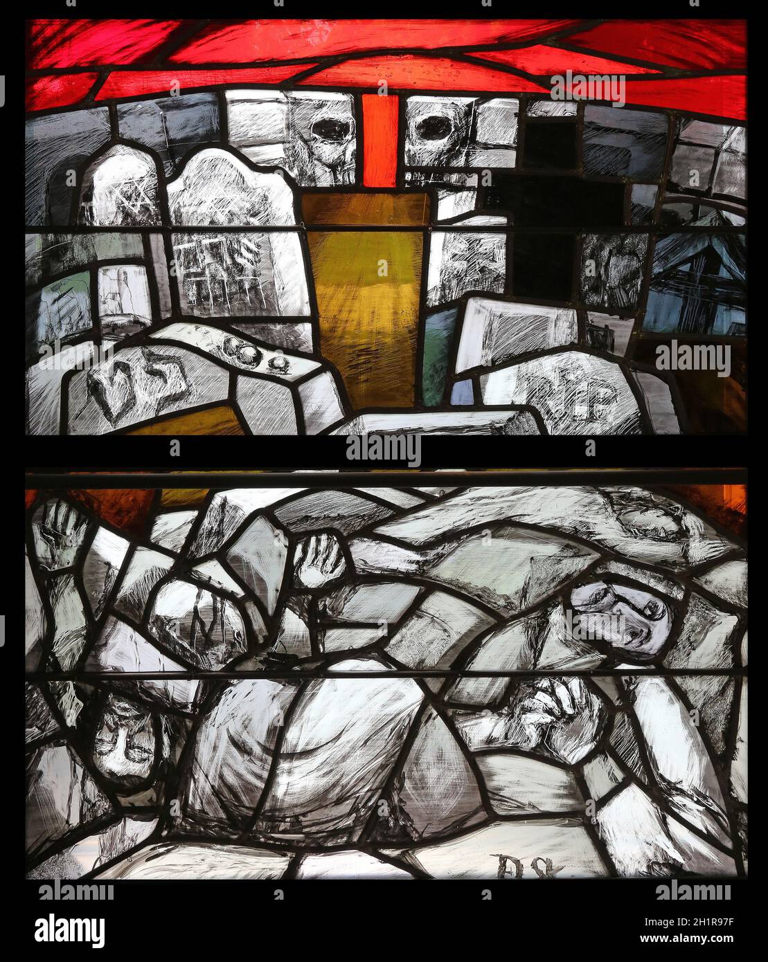 Dying and death, stained glass window by Sieger Koder in Chapel in the ...