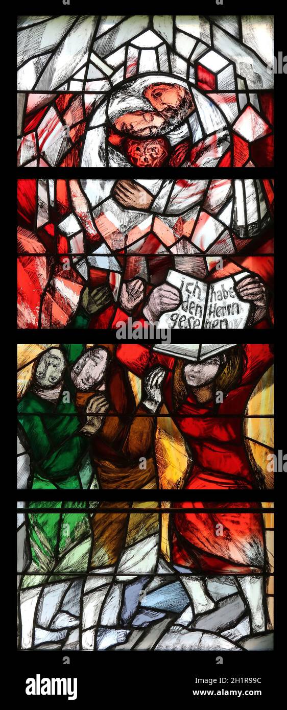 Hope and resurrection, detail of stained glass window by Sieger Koder ...