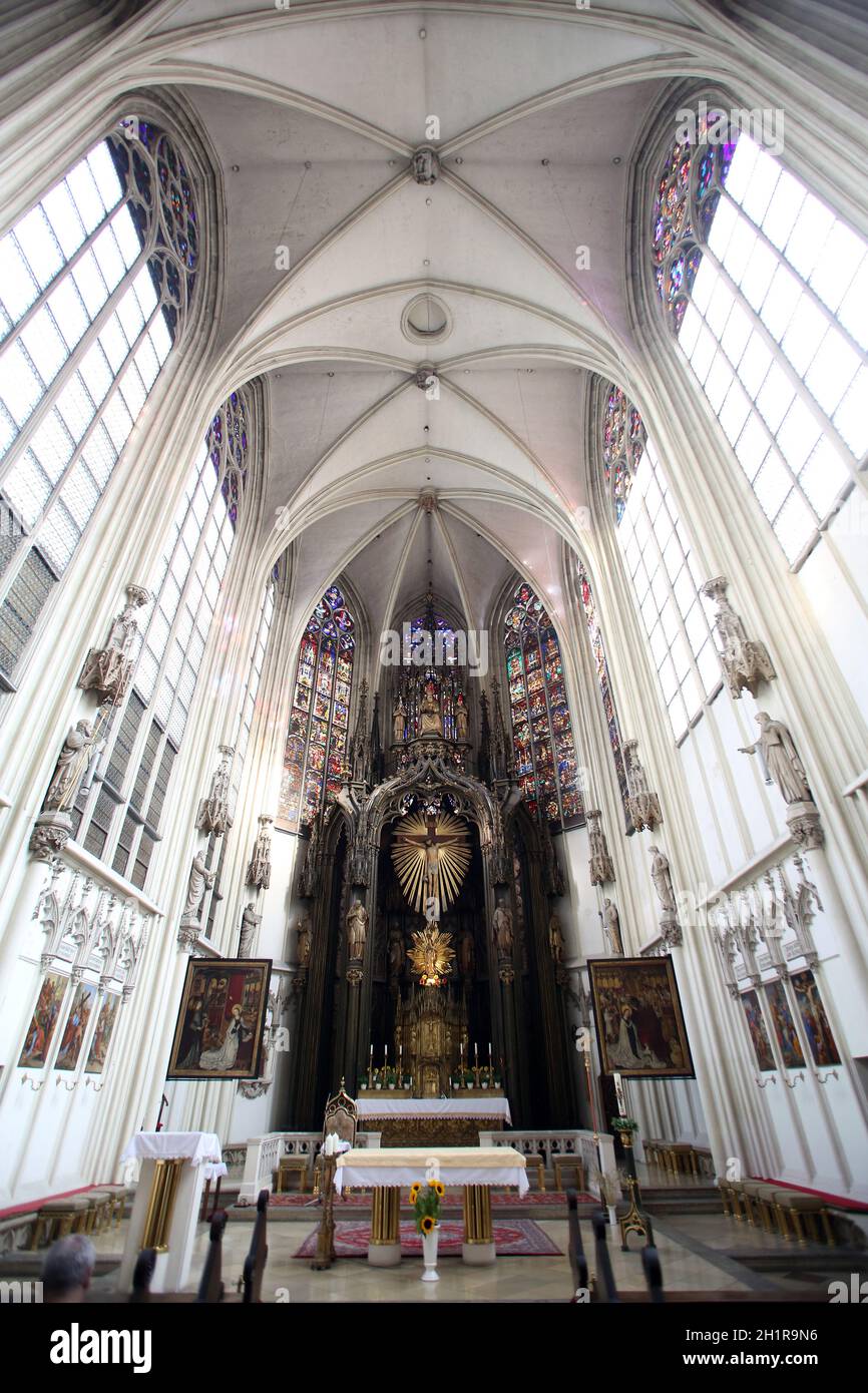 Interior of Maria am Gestade church in Vienna. Famous gothic church was ...