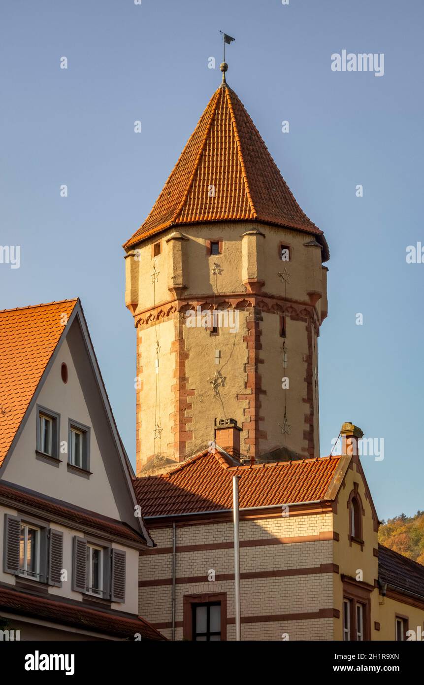architectural detail of the Spitzer Turm in Wertheim am Main in ...