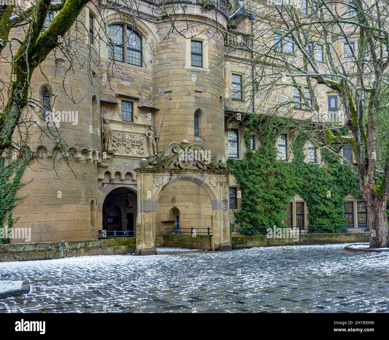 Scenery around Neuenstein Castle in Hohenlohe at winter time Stock ...