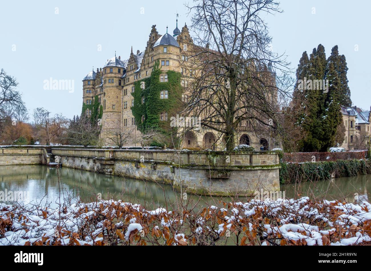 Scenery around Neuenstein Castle in Hohenlohe at winter time Stock ...
