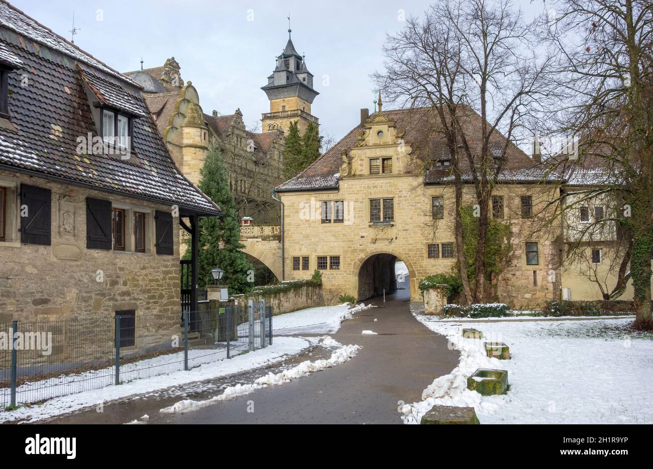 Scenery around Neuenstein Castle in Hohenlohe at winter time Stock ...