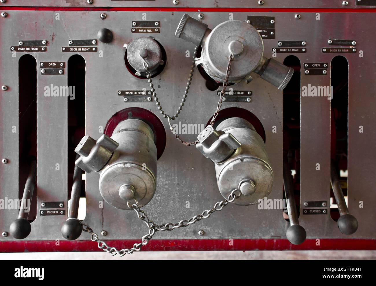 valve main control Fire truck car firefighter rescue Stock Photo - Alamy