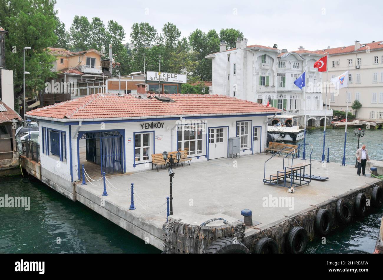 Yeniköy Shipping Pier at the European Coast oft the Bosporus Strait ...