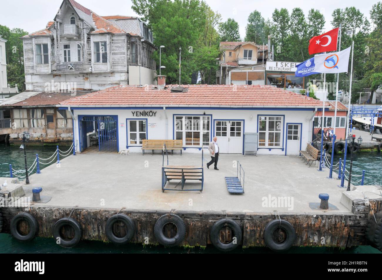 Yeniköy Shipping Pier at the European Shore oft he Bosphorus Strait ...