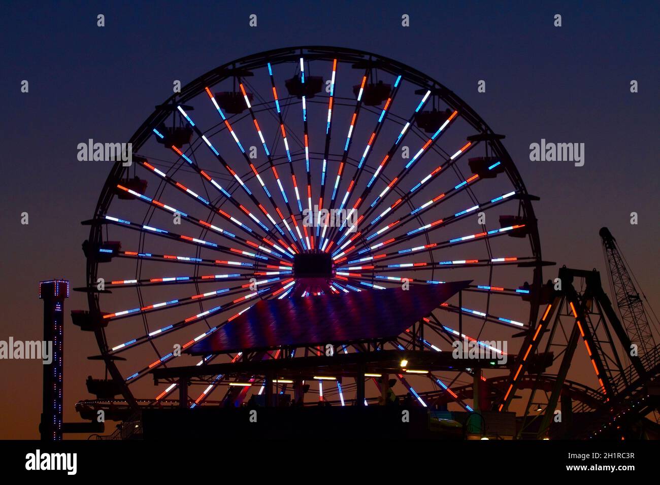 Ferris wheel at sunset, Pacific Park, Santa Monica Pier, Santa Monica ...