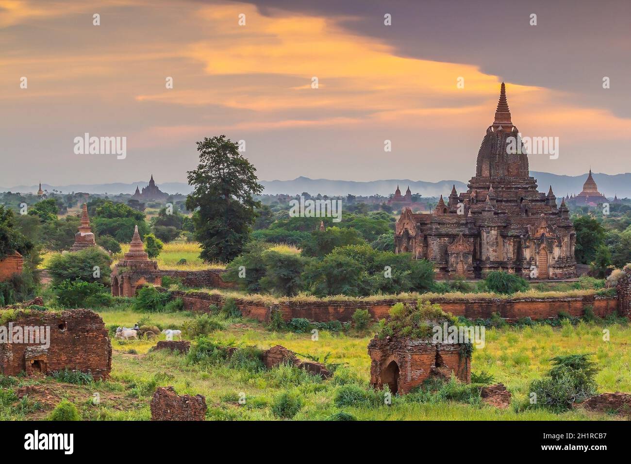 Bagan city downtown skyline cityscape of Myanmar at sunset Stock Photo ...