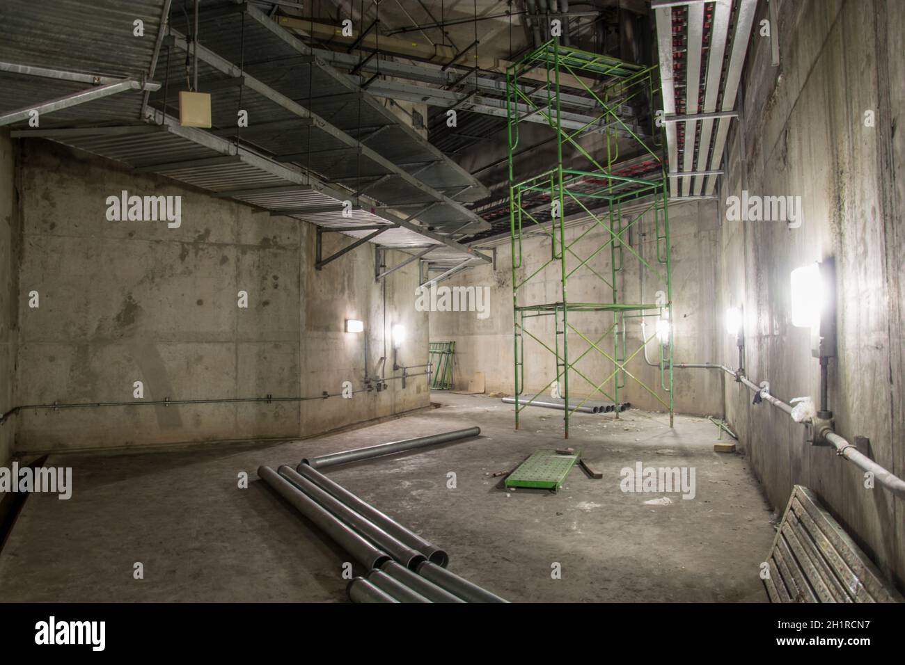 Big pipe under the building underground Stock Photo - Alamy