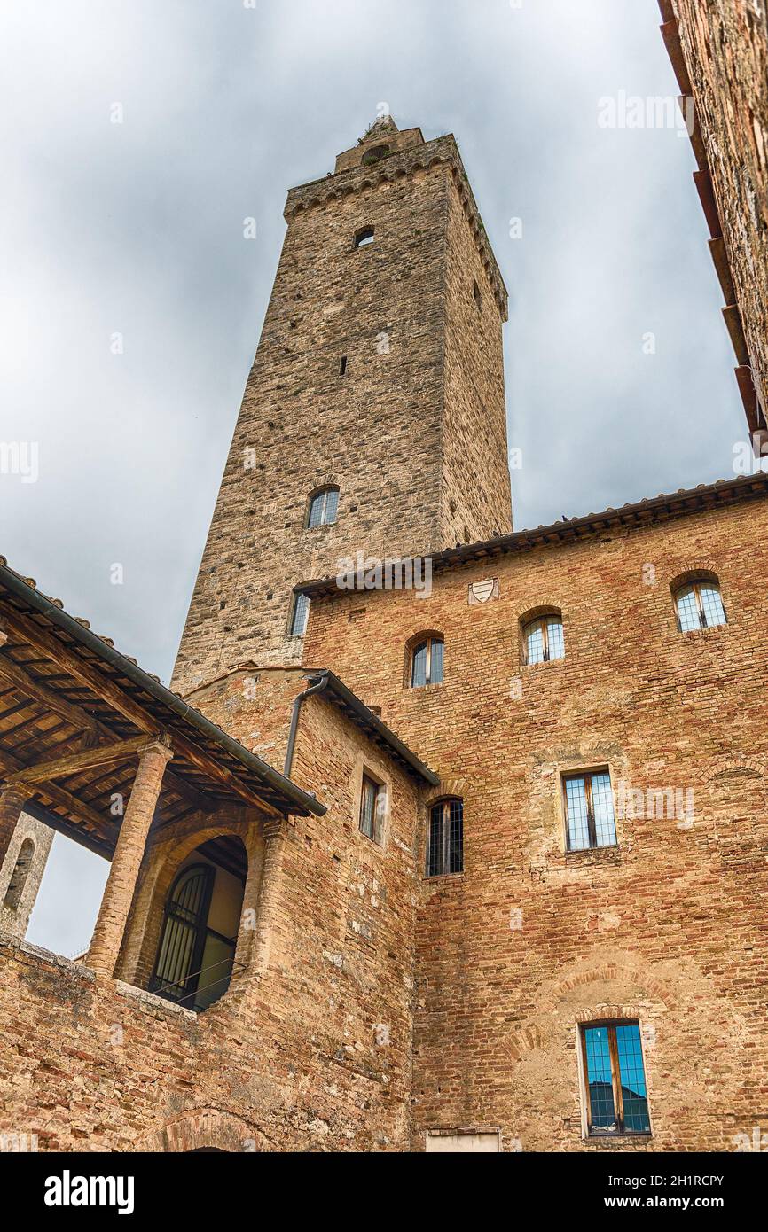 View of Torre Grossa, the tallest medieval tower and one of the main ...