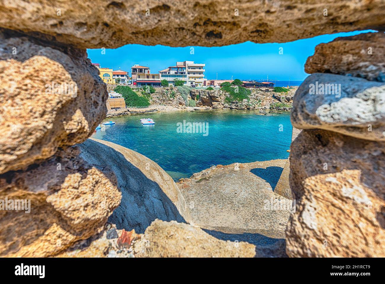 View over the town of Isola di Capo Rizzuto on the Ionian Sea, Calabria ...