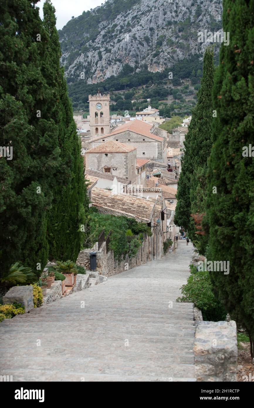 Calvary Steps at Pollensa, Mallorca, Spain Stock Photo - Alamy