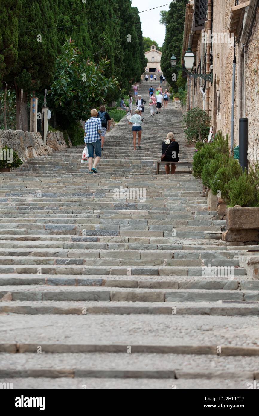 Calvary Steps at Pollensa, Mallorca, Spain Stock Photo - Alamy