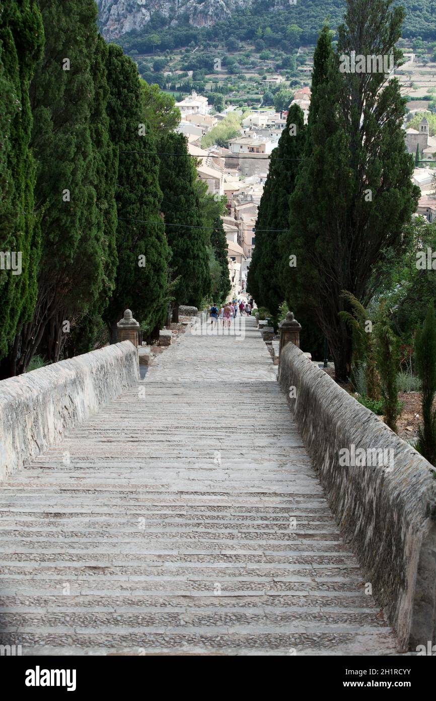 Calvary Steps at Pollensa, Mallorca, Spain Stock Photo - Alamy
