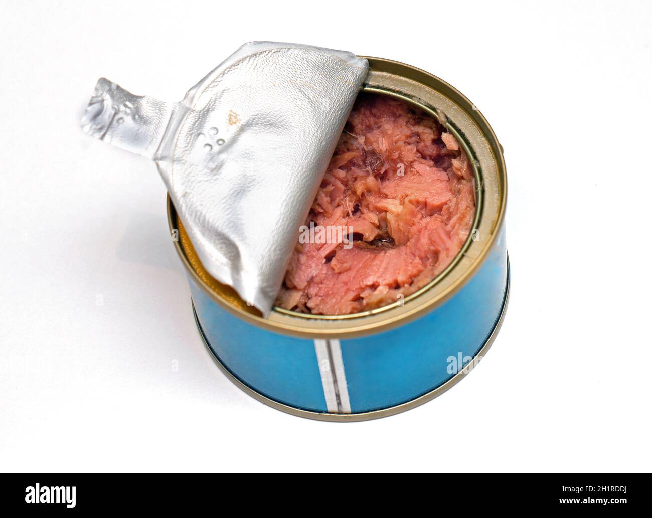 Open can of tuna fish isolated on white background Stock Photo - Alamy