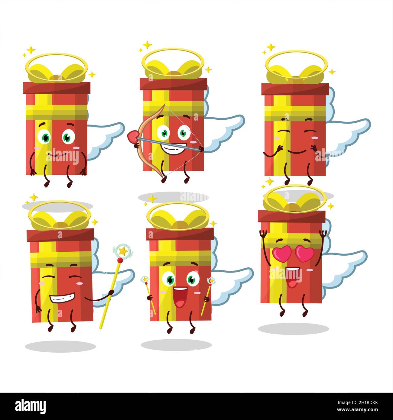 Long gift box cartoon designs as a cute angel character. Vector ...