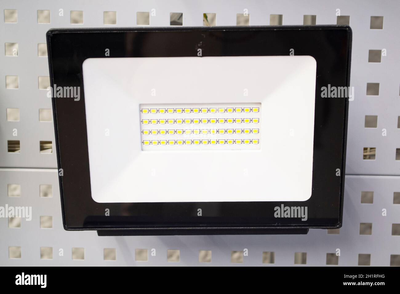 LED projector light. Black LED lamp for street or industrial place ...