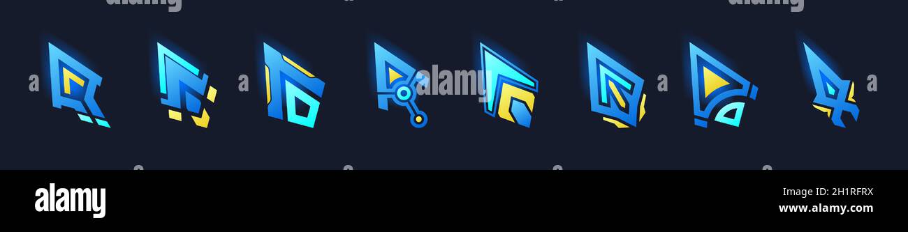 Set of game cursors or pointers icons, click arrows graphic design ...