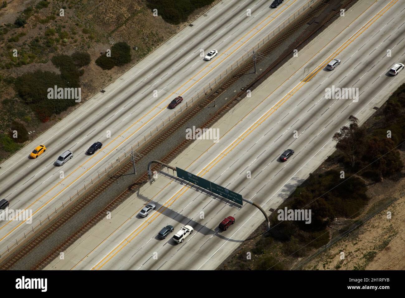 Aerial of Interstate 105 or I-105, aka Glenn Anderson Freeway and ...